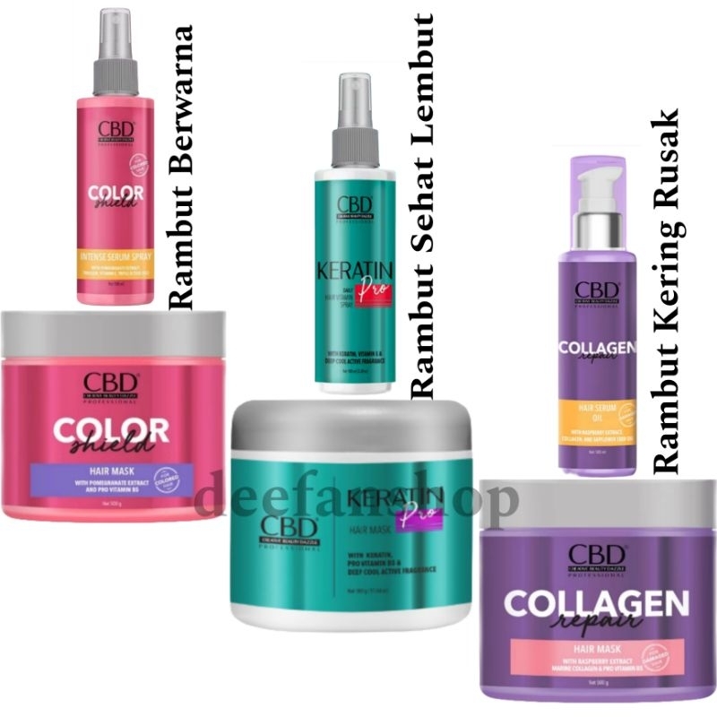 Jual (PAKET) CBD KERATIN Hair Mask / MASKER + SERUM Color Collagen ...