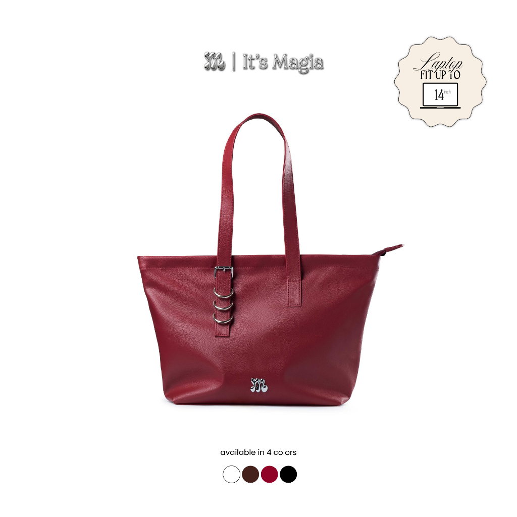 Jual MAGIA Hailey Bag Maroon Leather Totebag | Shopee Indonesia
