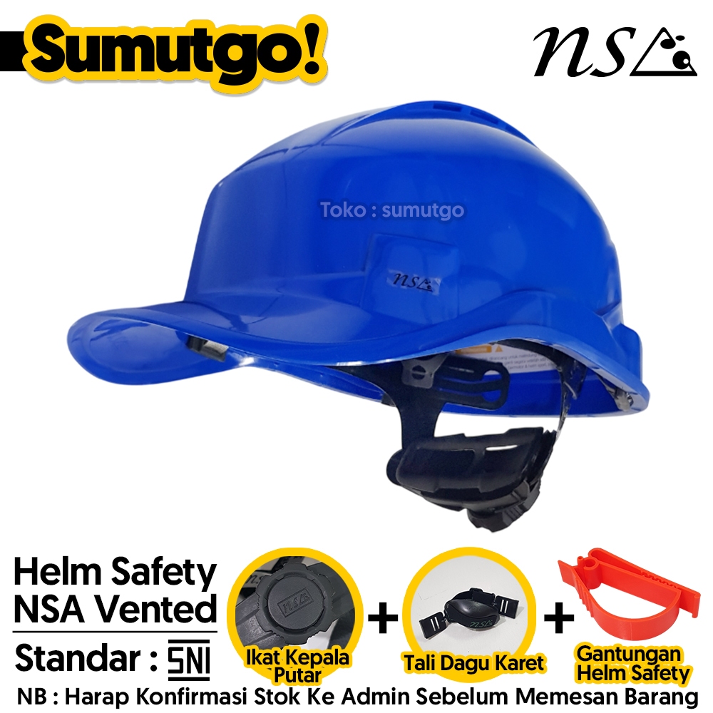 Jual Helm Safety Proyek SNI merek NSA Vented WARNA BIRU + ikat Kepala ...