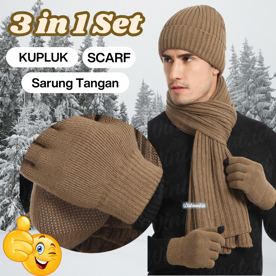 Jual Beanie winter set MAXWELL 3in1 kupluk syal sarung tangan rajut ...