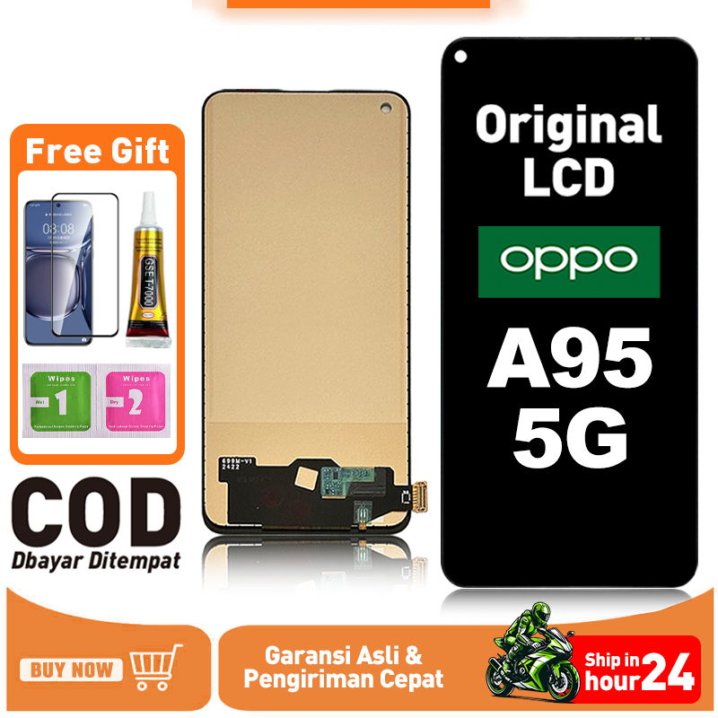 Jual LCD OPPO A95 5G Ori Free Lem Fullset Asli Original 100% For Glass Touchscreen Digitizer COD ...