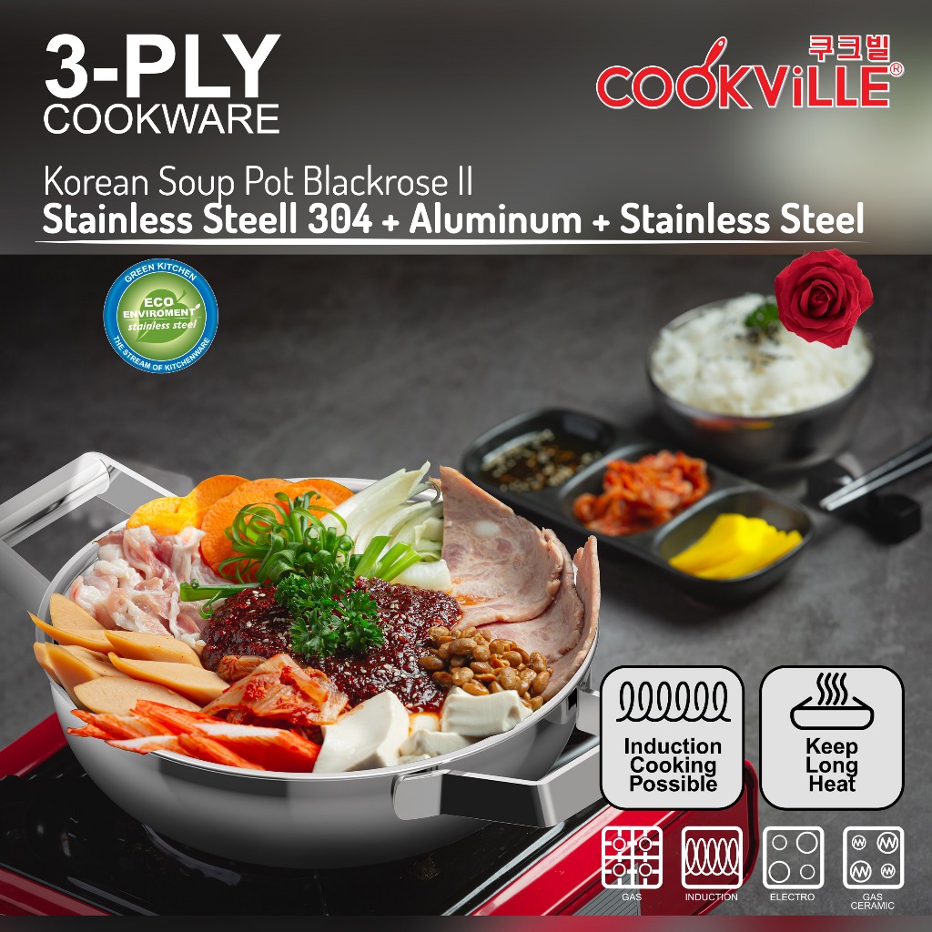 Jual [COOKVILLE] Black Rose 3ply Korean Soup Pot | Shopee Indonesia