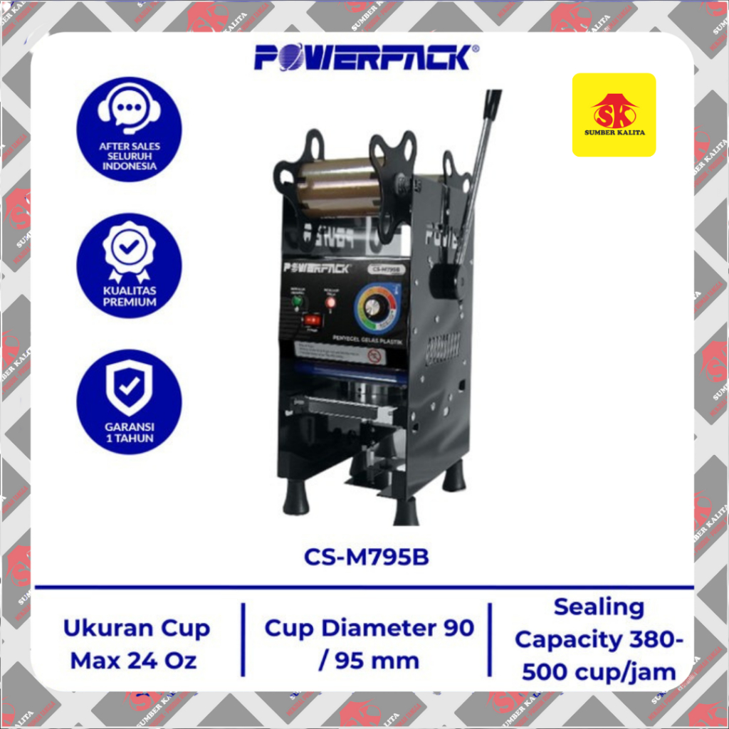 Jual Mesin Penyegel Gelas Plastik Manual POWERPACK CS-M795B - Vacuum | Shopee Indonesia