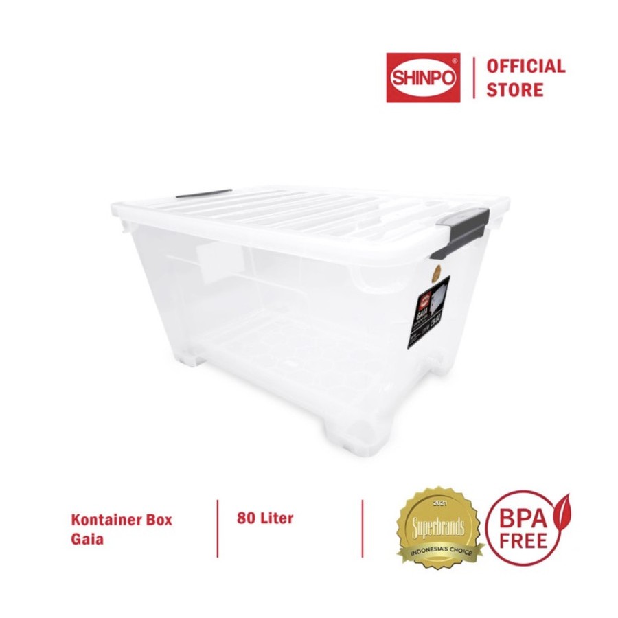 Jual Box Container Liter CB 80 Roda Bening Transparan Shinpo Gaia ...