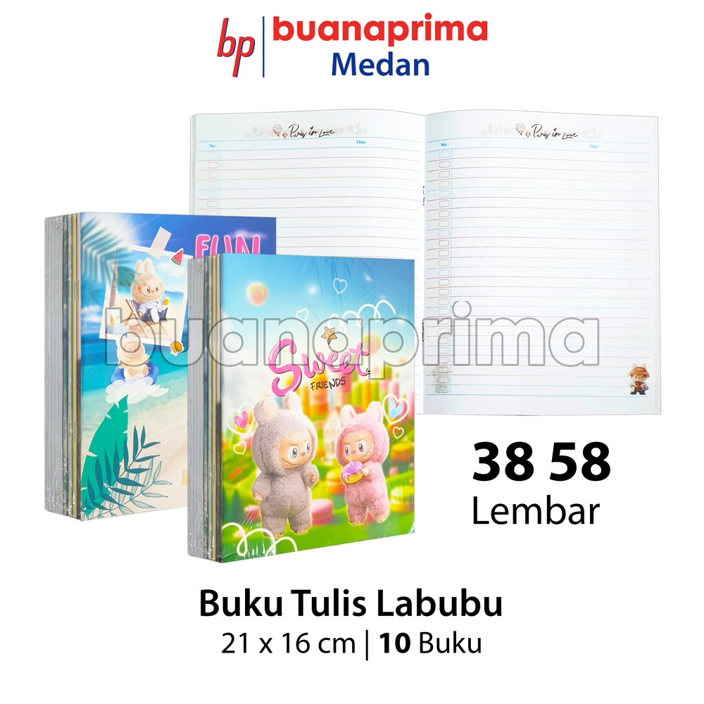 Jual Buku Tulis PENDEK LABUBU 38 58 Lembar isi 10 Buku Notebook Sekolah ...
