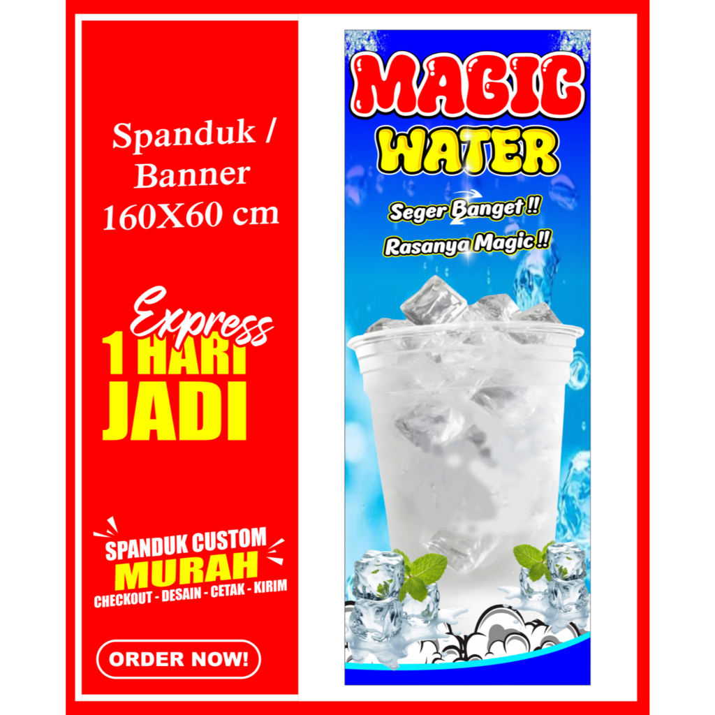 Jual Banner Magic Water, Spanduk Magic Water, ukuran 160x60 cm, COD ...