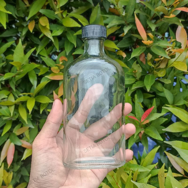 Jual Botol Kaca Gepeng Bening 250 ml Tutup Ulir + Tutup Dalam + Bubble ...