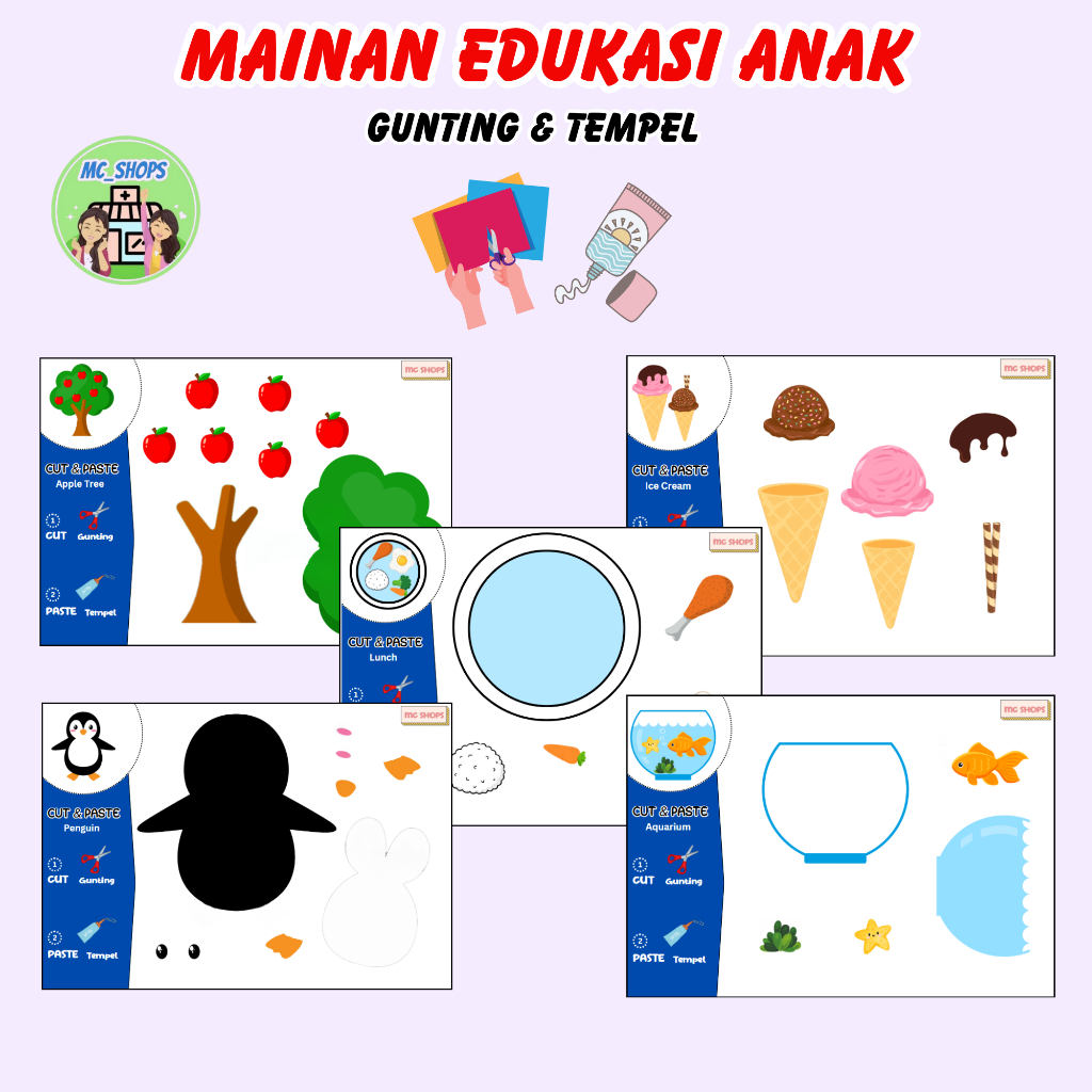 Jual MCShop Cut and Paste Activity 3 | Gunting dan Tempel Lembar ...