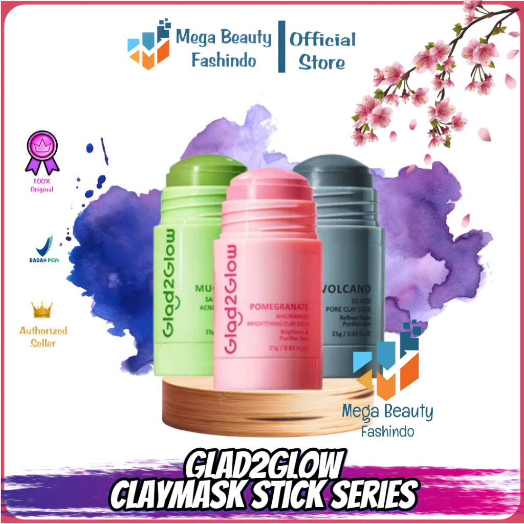 Jual Glad2Glow Clay Mask Stick Series 25gr | Pomegranate Niacinamide Brightening | Real Mugwort ...