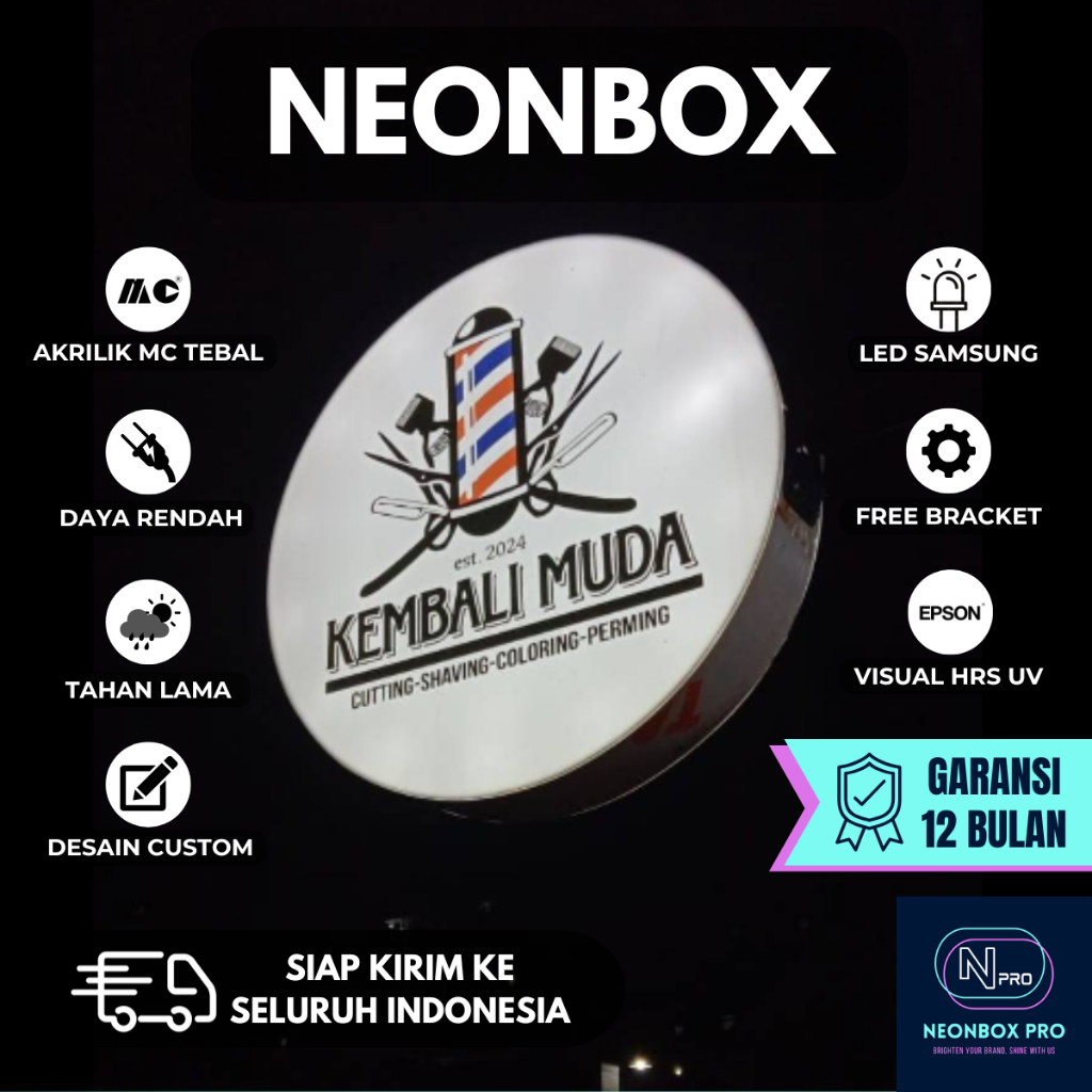 Jual NEONBOX BARBERSHOP JUMBO PREMIUM Free Packing Kayu Garansi 12 ...
