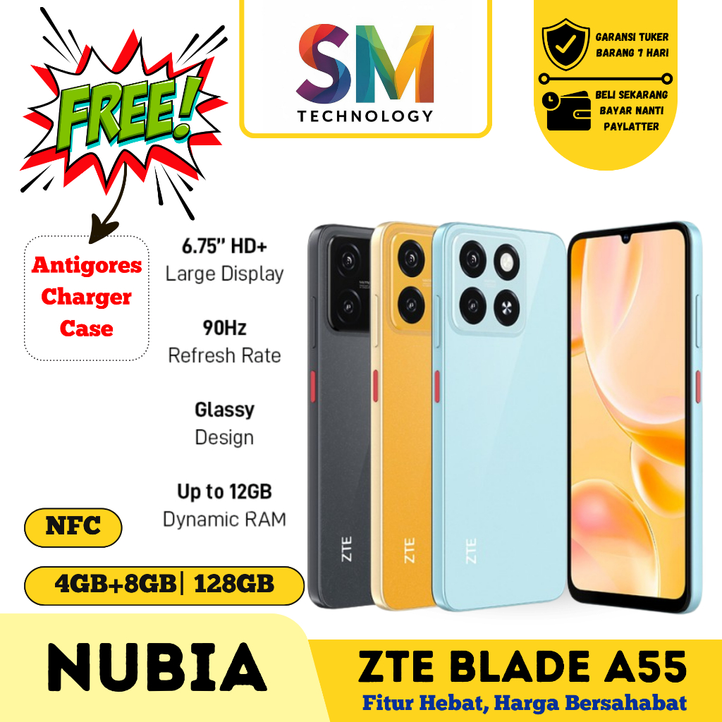 Jual ZTE Blade A55 RAM 4GB+ ROM 128GB 6.75'' HD 5000mAh Garansi Resmi ...