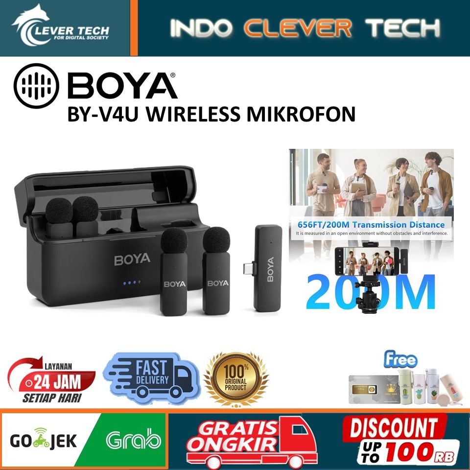 Jual BOYA BY-V4 / V4D / V4U Mikrofon Klip Nirkabel 2.4GHz 4 Pemancar Ultracompact Wireless ...