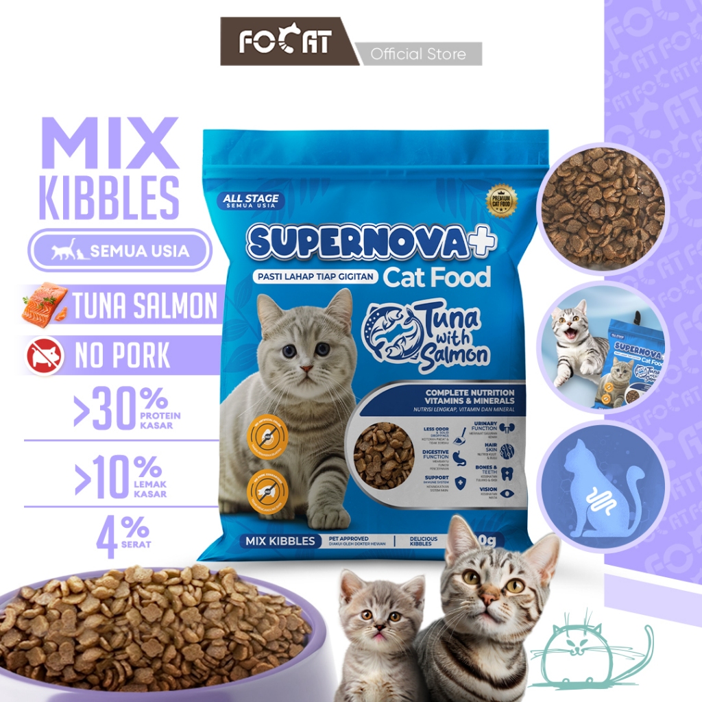 Jual [100% ASLI LOKAL] FOCAT Supernova Makanan Kucing Kering Salmon ...