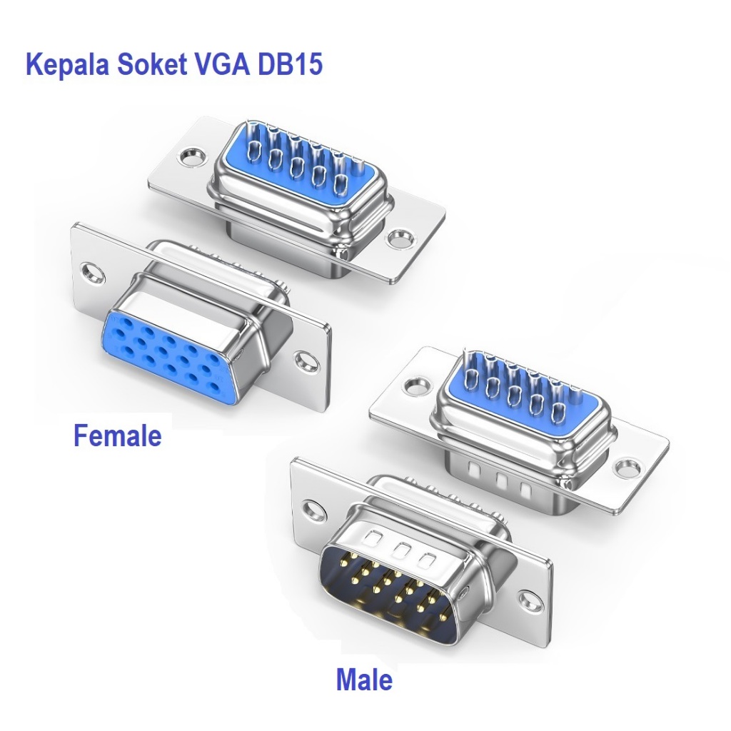 Jual Kepala Soket Konektor VGA DB15 Soldering 3 Baris 15Pin | Shopee Indonesia