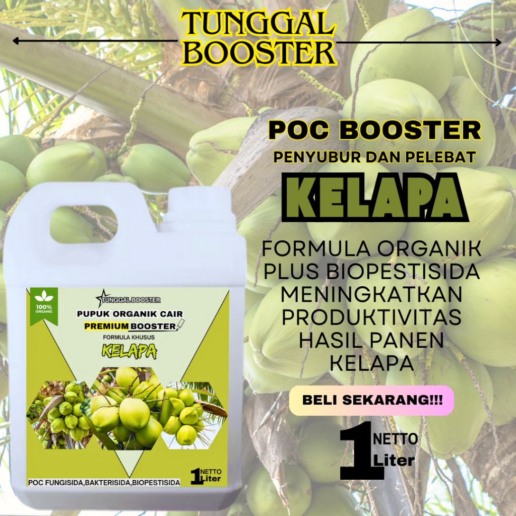 Jual Booster Organik cair Tanaman Kelapa/POC kelapa/Pelebat dan Perangsang Kelapa Premium 1liter ...