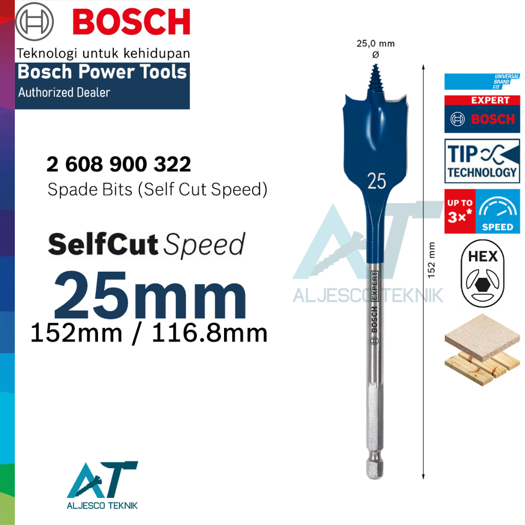 Jual BOSCH MATA BOR KAYU KIPAS 25MM 25 MM - SELFCUT SPADE BITS | Shopee ...