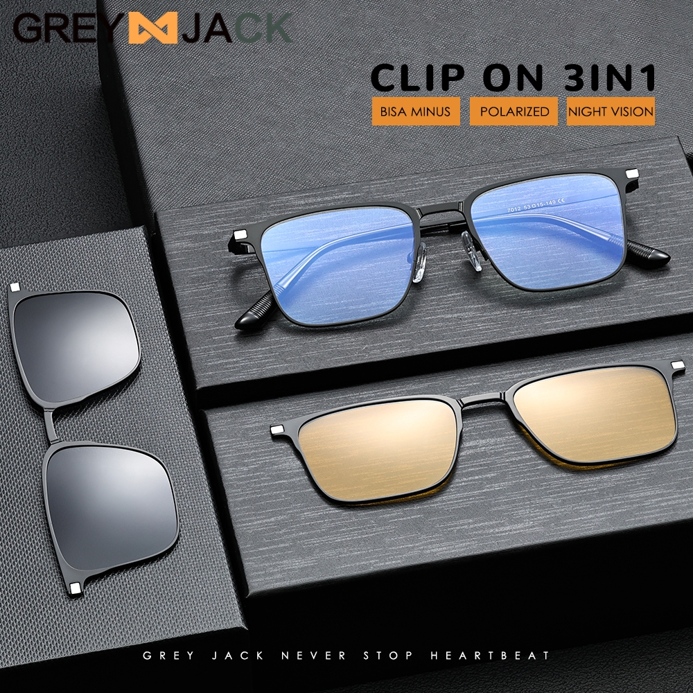 Jual Grey Jack Kacamata Antiradiasi Blueray 3in1 Free Clip On Polarized Night Drive Bahan Metal ...