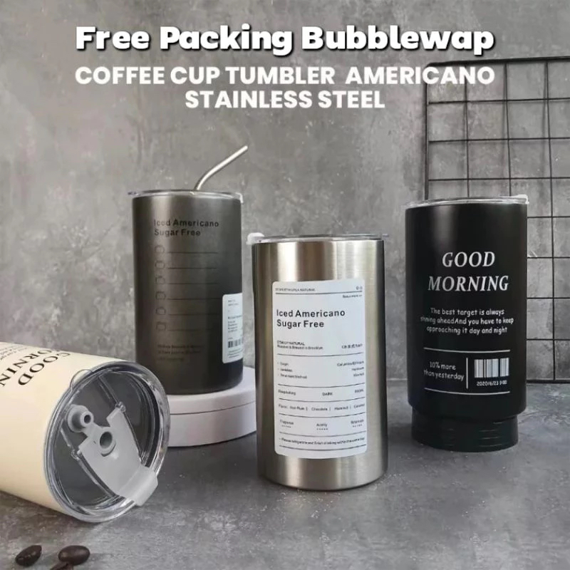 Jual Tumbler Americano Stainless Sedotan Mug Stenlis Tutup Tahan Panas ...