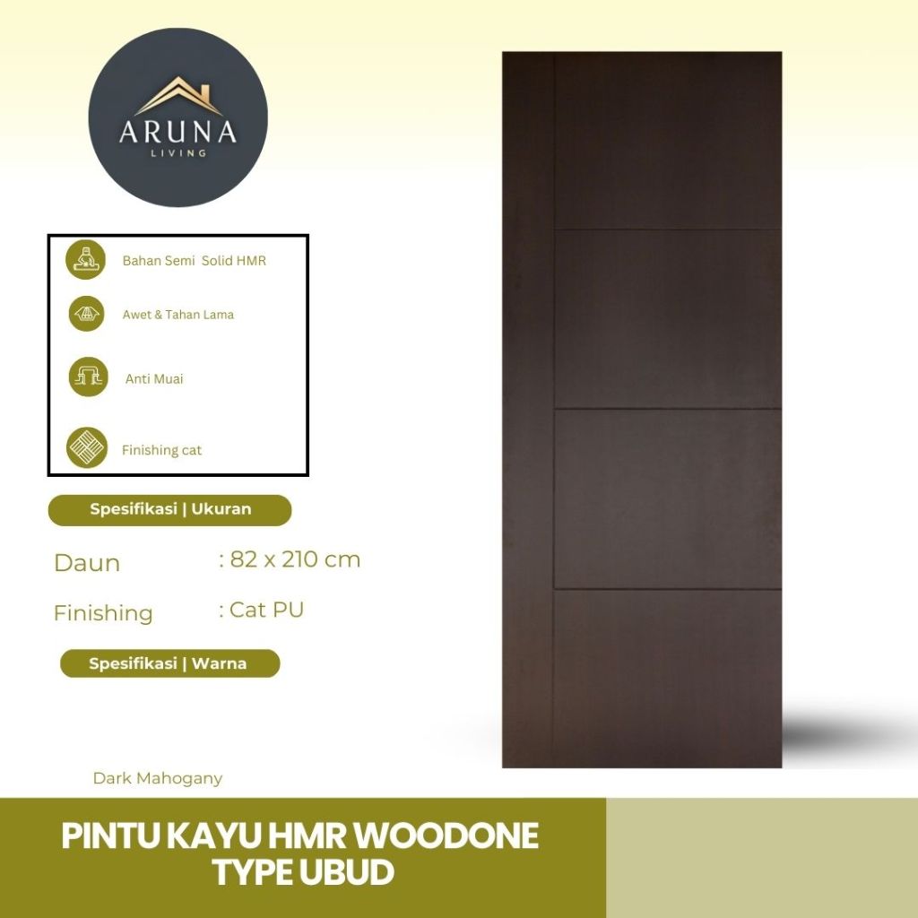 Jual WOODONE Daun Pintu Kayu Engineering HMR Type UBUD Ukuran 82 x 210 ...