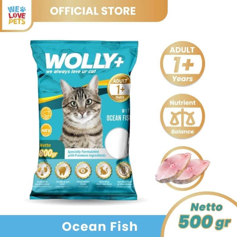 Jual Wolly+ Cat Dry Food Ocean Fish 500Gr | Shopee Indonesia