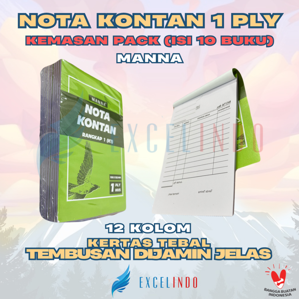 Jual (1 PACK/ISI 10 BUKU) Nota Kontan 1 ply HVS UKURAN KECIL (108mm ...