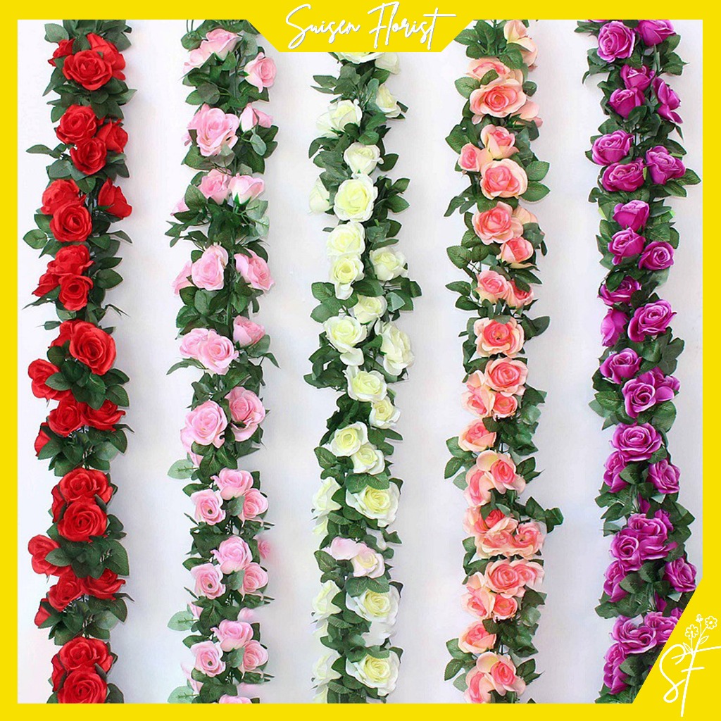 Jual SuisenFlorist Bunga Hias Mawar Rambat Plastik Dekorasi Dinding ...