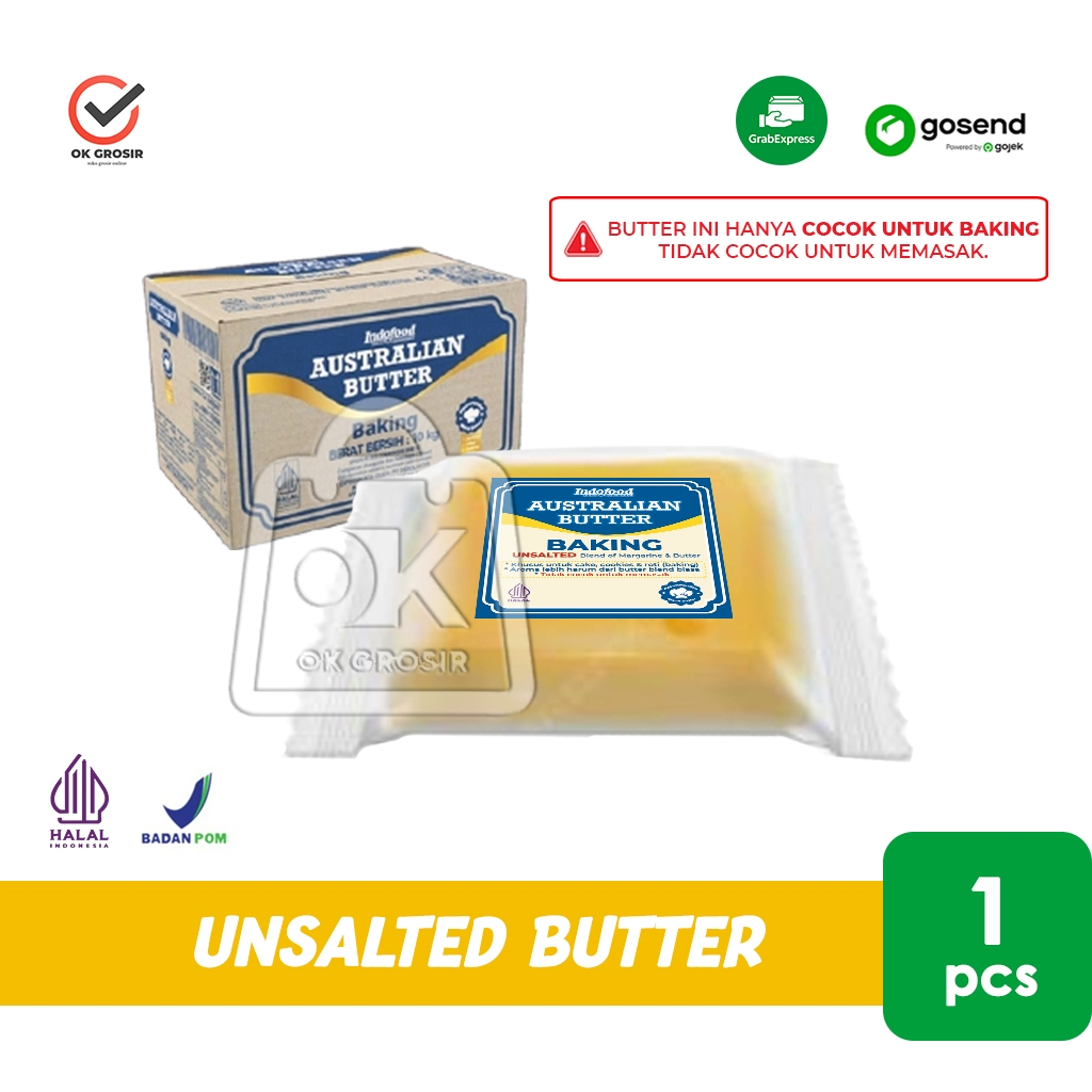 Jual Unsalted Australian Butter Baking Indofood / Mentega Tawar ...