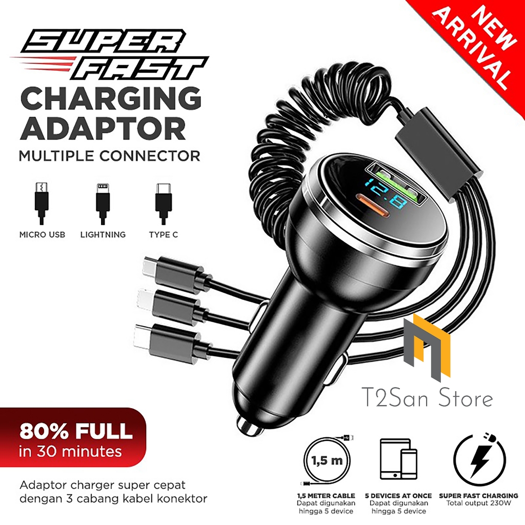 Jual Adaptor Charger Mobil Super Fast Charging Port Type C & USB ...