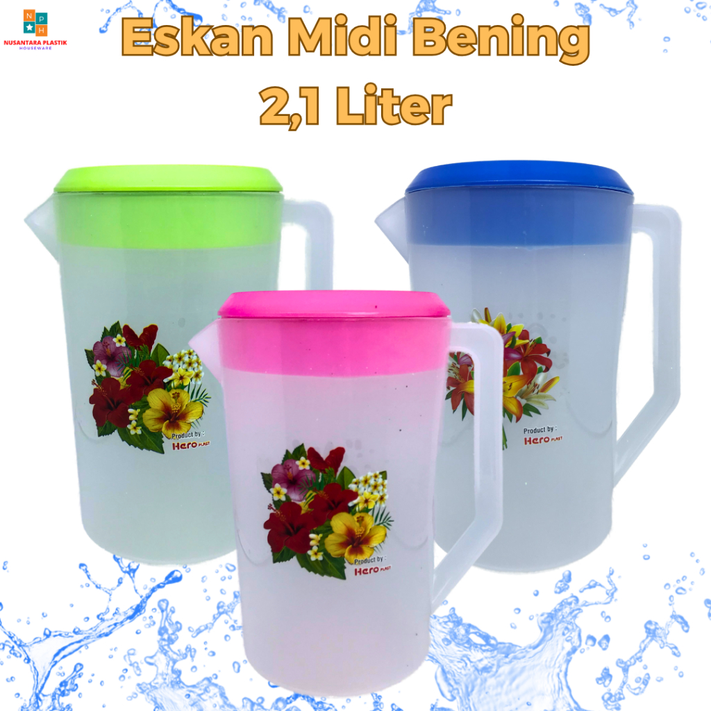 Jual Teko Air Eskan Plastik | Teko Air Jumbo | Water Jug Midi Bening 2,1 Liter | Shopee Indonesia