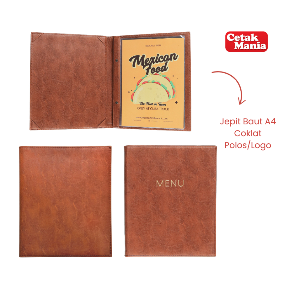 Jual Buku Menu Kulit Isi Plastik Bening Tebal Ukuran A4 - Coklat Logo ...