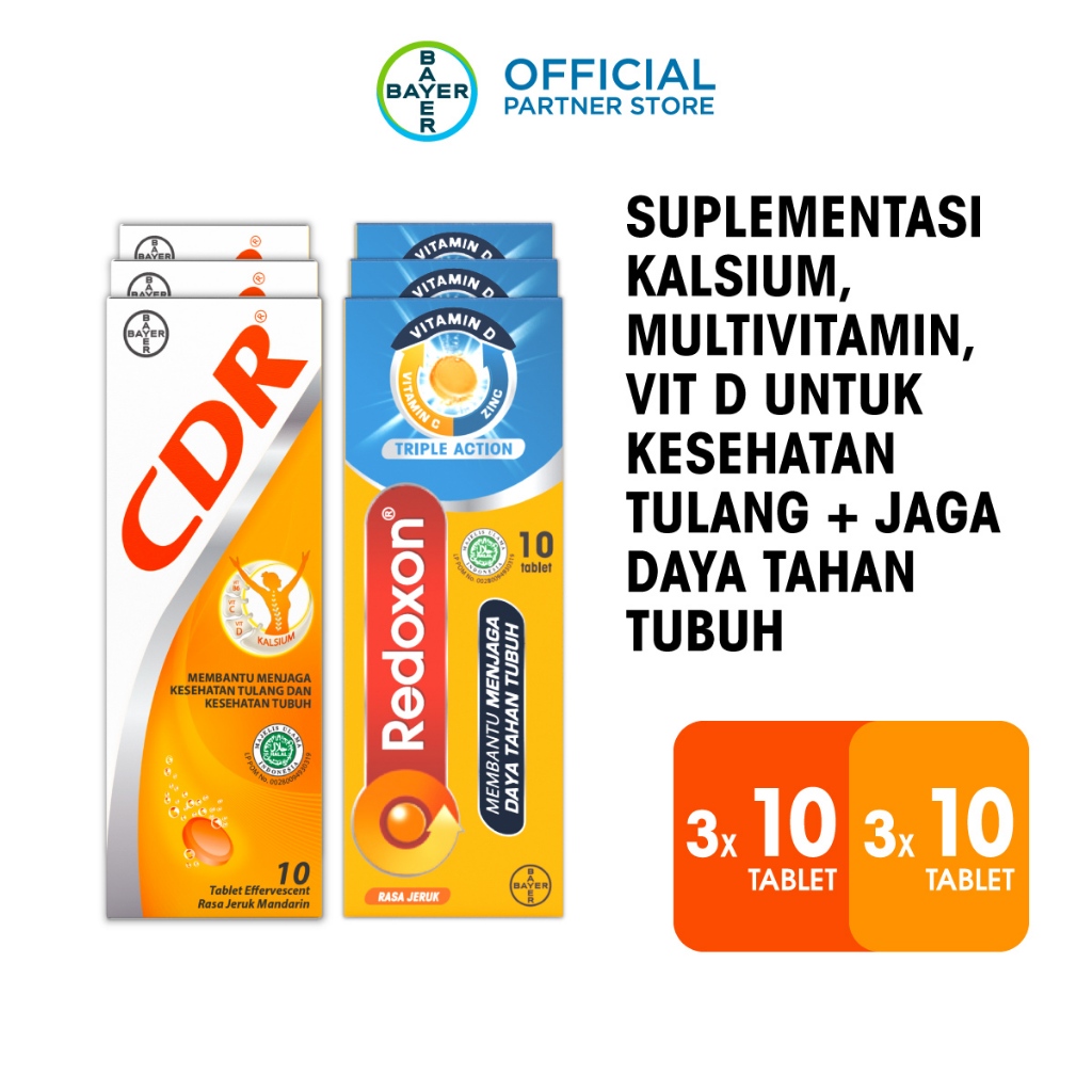Jual CDR Suplemen Kalsium Vitamin C, D, dan B6 10 Tablet x 3 Unit ...
