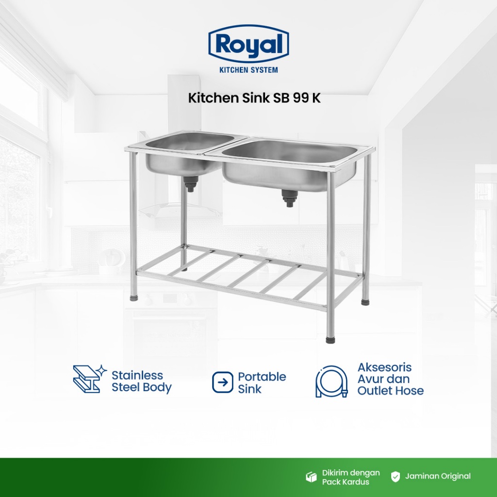 Jual Royal Kitchen Sink Double Bowl SB 99 K | Meja Cuci Piring Portable ...