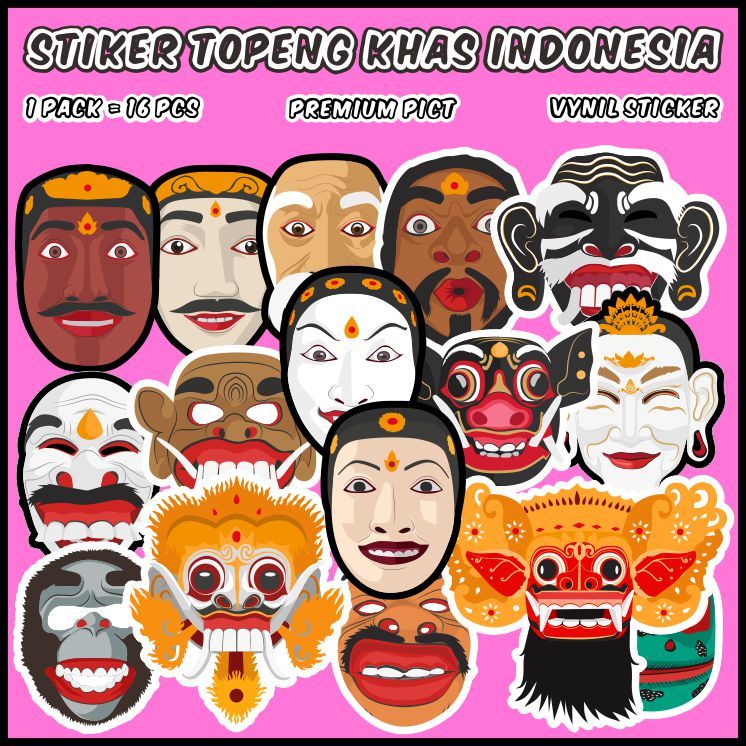 Jual [1 pack] Indonesian Mask Stickers (Stiker Topeng Khas Indonesia ...
