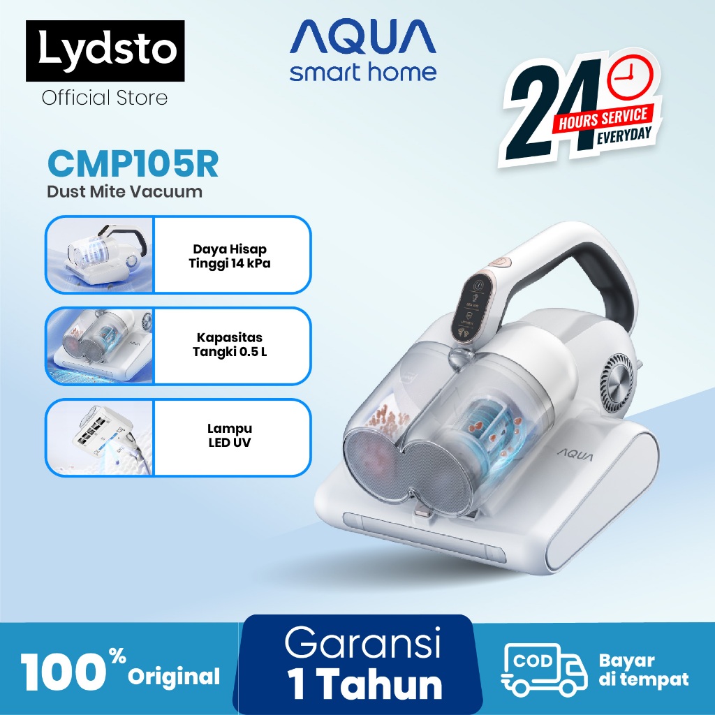 Jual AQUA CMP105R Dust Mite 14Kpa Anti Dust Mites Double Dust Cup UV ...