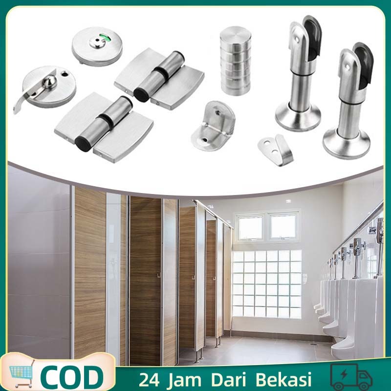 Jual 1 Set Toilet Partisi Twin Stainless Engsel Toilet Kubikal Toilet ...