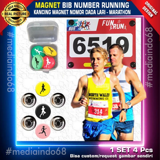 Jual MAGNET BIB NUMBER/ BIB Race Marathon Magnet/Kancing Magnet BIB ...