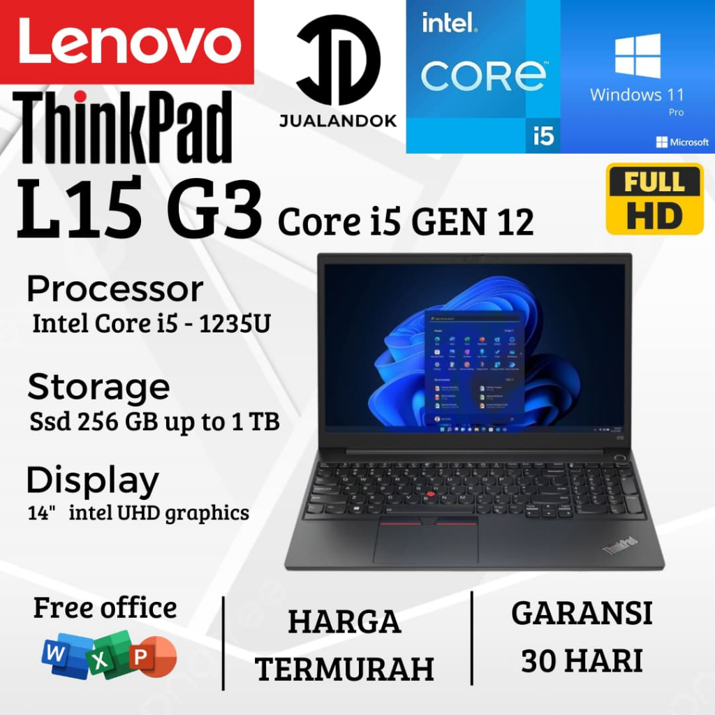 Jual Laptop Lenovo ThinkPad L15 G3 Core i5 Gen 12 - RAM 32GB - SSD 1TB ...