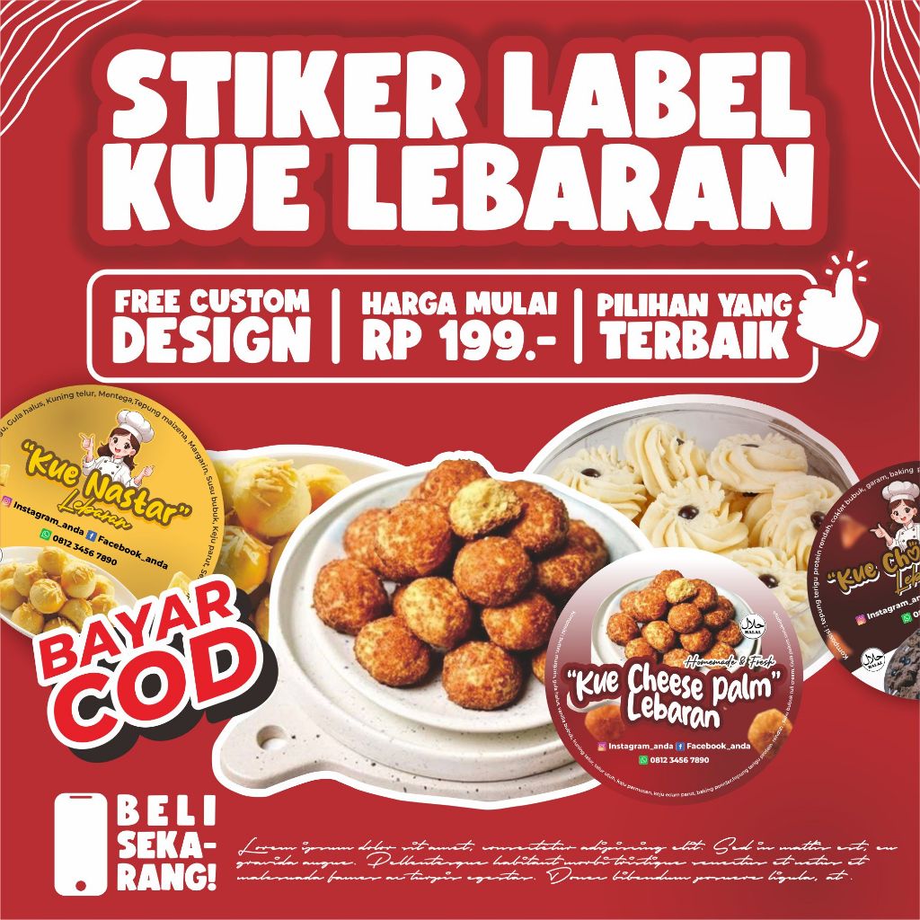 Jual Stiker kue lebaran cookies mika tinggal tempel | Shopee Indonesia
