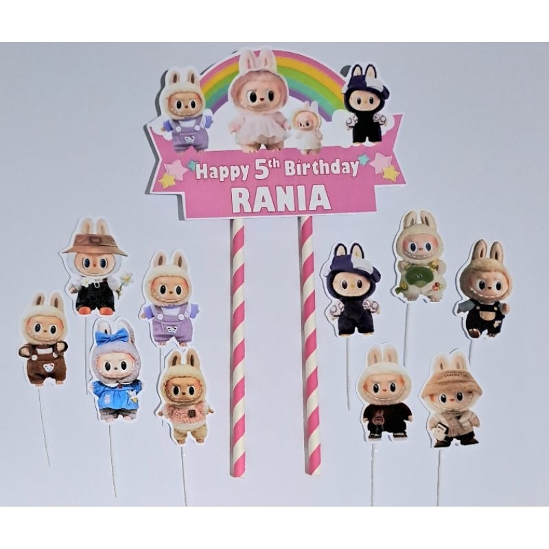 Jual TOPPER CAKE GAMBAR LABUBU BISA CUSTOM TULISAN NAMA | Shopee Indonesia
