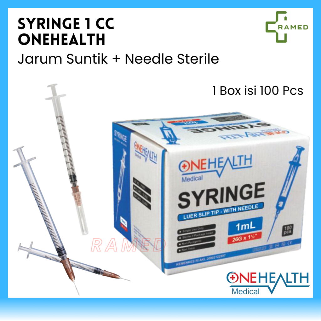 Jual [BOX ISI 100] Onehealth Syringe 1cc / Jarum Suntik 1cc / Spuit 1 ...