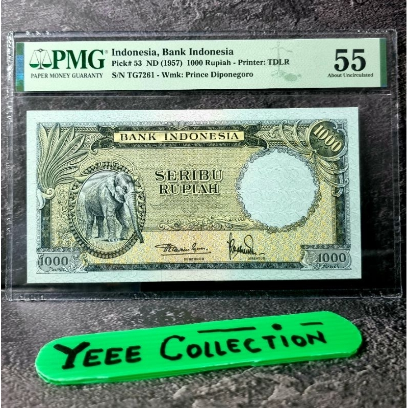 Jual Uang Kertas Kuno 1000 Rupiah Gajah PMG 55 Seri Hewan - TG 7261 | Shopee Indonesia