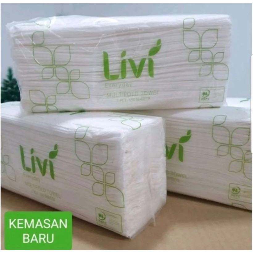 Jual (3 Pack) Tissue LIVI Everyday Multifold Towel 150 sheets (Hand ...