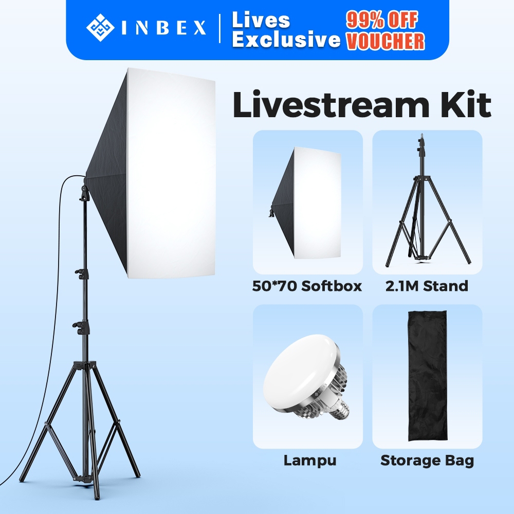 Jual [LIVE]INBEX Softbox Photography Lighting Kit 5500K Video Light ...