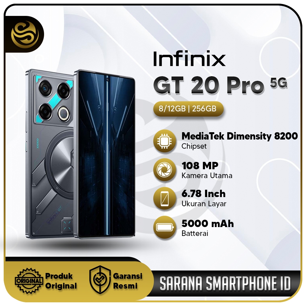 Jual Infinix GT 20 Pro 5G 8GB 12GB 256GB Up to 24GB Extended RAM Dimensity 8200 Amoled FHD+ ...