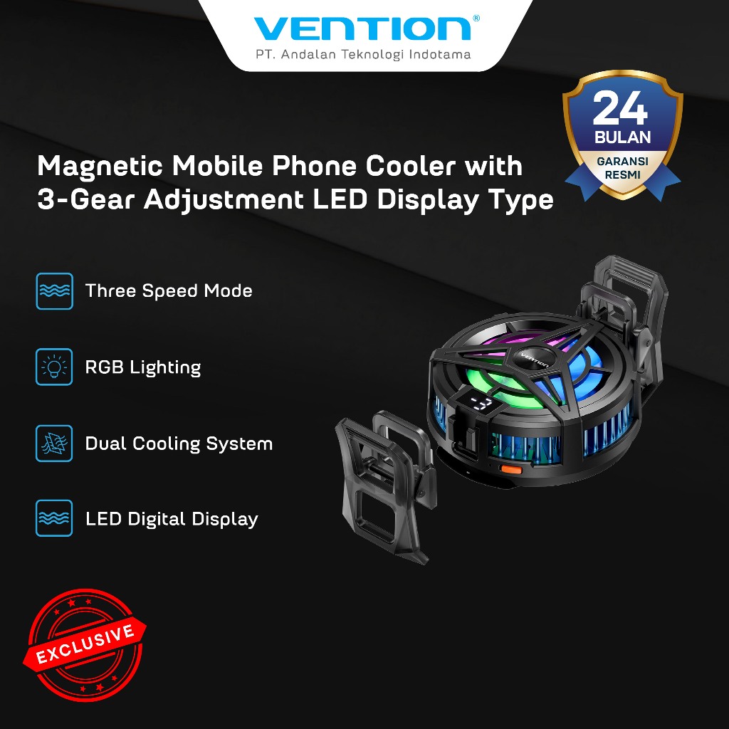 Jual Vention Kipas Pendingin Magnetic Mobile Phone Fan Cooler with 3 ...