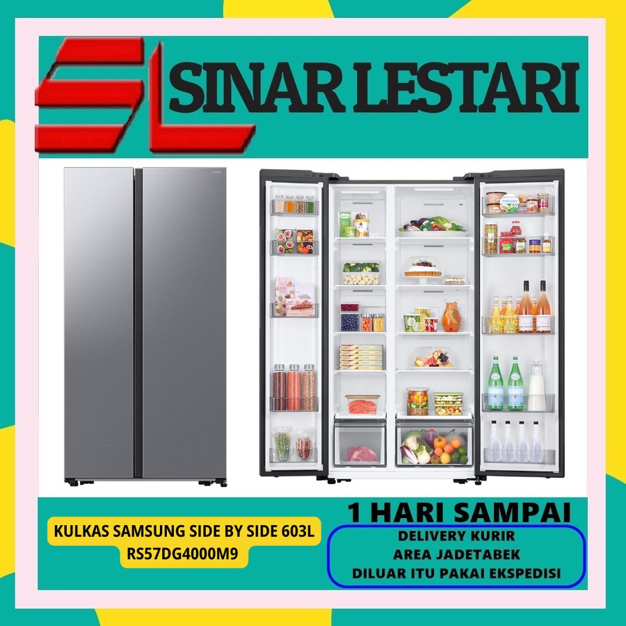 Jual KULKAS SAMSUNG RS57DG4000M9SE SIDE BY SIDE 603L W/ All AROUND COOLING SILVER MATT | Shopee ...