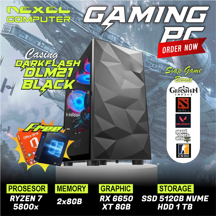 Jual Pc Highend | Ryzen 7 5800X | RX 6650 XT 8GB | SSD 512GB NVME | HDD ...