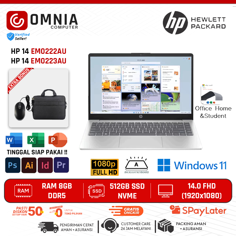 Jual Laptop Hp 14 Em0222AU Athlon 7120 8GB 512GB SSD 14.0 FHD IPS ...