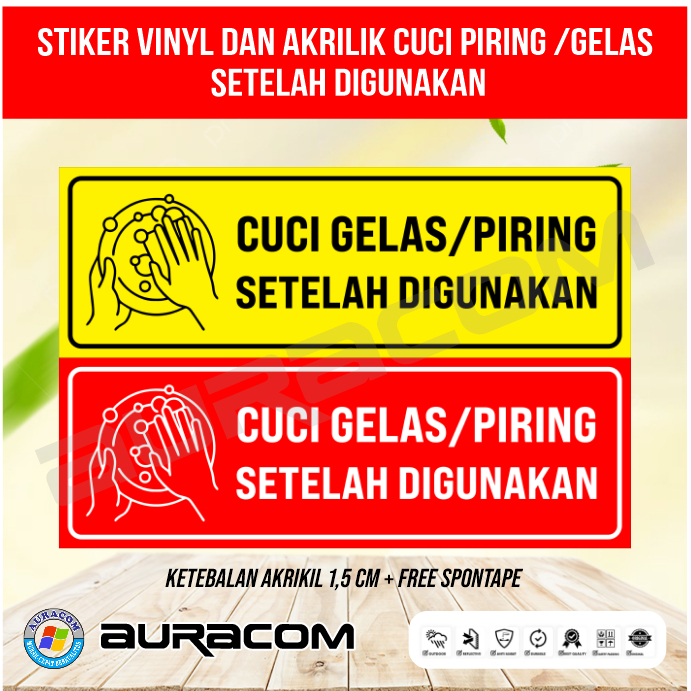 Jual STIKER VINYL DAN AKRILIK CUCI PIRING /GELAS SETELAH DIGUNAKAN(E40 ...