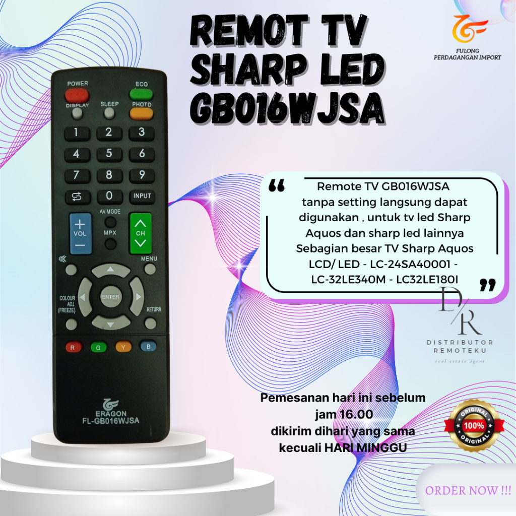 Jual remote Remot TV Sharp AQUOS 3D LED LCD tanpa setting 16WJSA | Shopee Indonesia